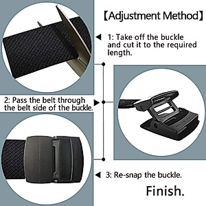 LionVII Men's Stretch Belts -Breathable Casual Web Belt for Men with No Metal Plastic Buckle for Work Sports, Adjustable [53" L x 1.5" W](Black)