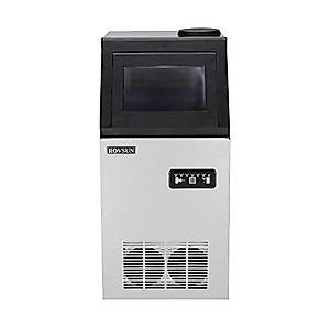 ROVSUN Commercial Ice Maker 110lbs/24h Automatic Built-in Stainless Steel Under Counter/Portable Freestanding for Restaurant Bar with 24lbs Storage, Connection Hoses & Ice Scoop