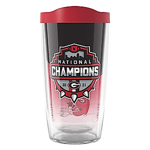 Tervis University of Georgia Bulldogs 2021 College Football National Champions Made in USA Double Walled Insulated Tumbler, 1 Count (Pack of 1), Ombre - Classic