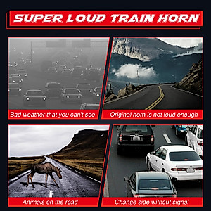 CARFKA Air Horn for Truck Boats Car, 150DB Super Loud Train Horns Kit with 120 PSI Air Compressor (black, Single)