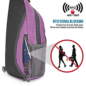 G4Free RFID Sling Bag Crossbody Sling Backpack Small Chest Shoulder Backpack Men Women Hiking Outdoor(Light purple)