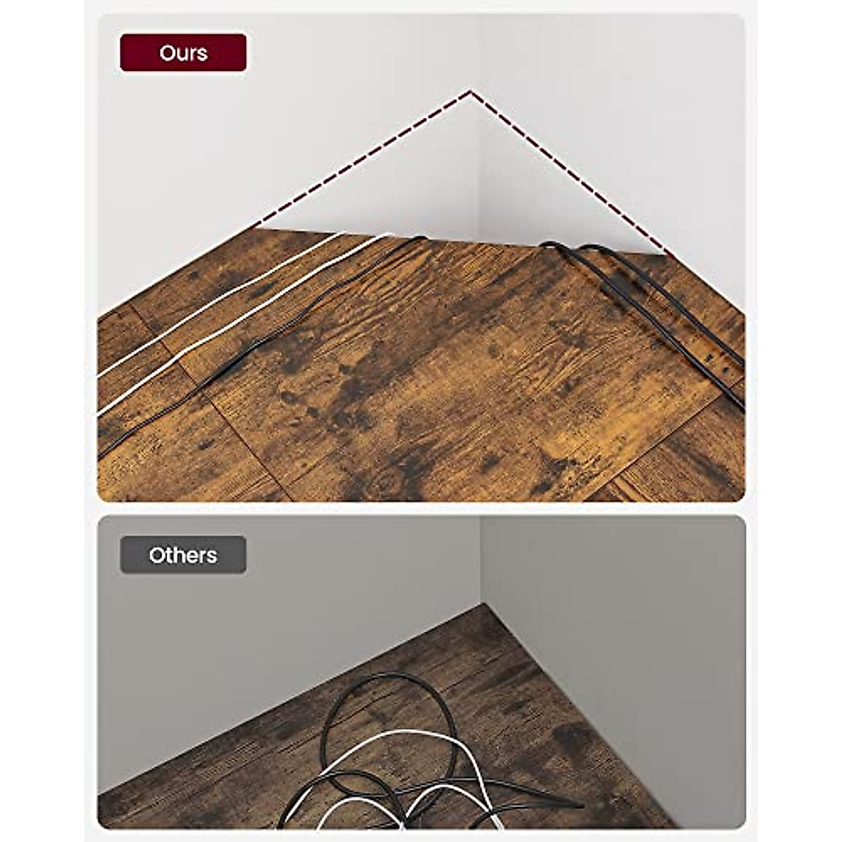 VASAGLE L-Shaped Computer Desk, 58-Inch Corner Desk for Study, Home Office Writing Workstation, Gaming Table, Space-Saving, Easy Assembly, Industrial Design, Rustic Brown and Black ULWD73X