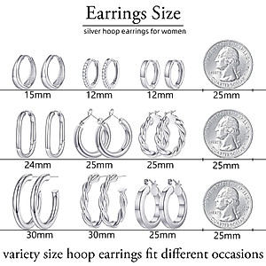 Silver Hoop Earrings for Women, Small Surgical Steel Hoop Earrings Stainless Steel Hoop Earrings for Women