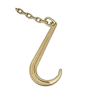 Mytee Products 5/16" x 6' Long Shank J Hook Tow Chain with RTJ Cluster & Grab Hook, 4700 lbs WLL - Heavy Duty Grade 70 Transport Tow Chain J Hook