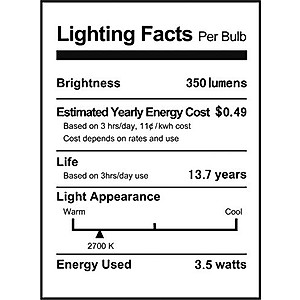 MRDENG Candelabra Led Light Bulbs G16.5 for Chandelier,Ceiling Fan,E12 Led Bulb Dimmable 40 Watt Equivalent,350Lumens,120 Volts,2700K Warm White,6 Pack