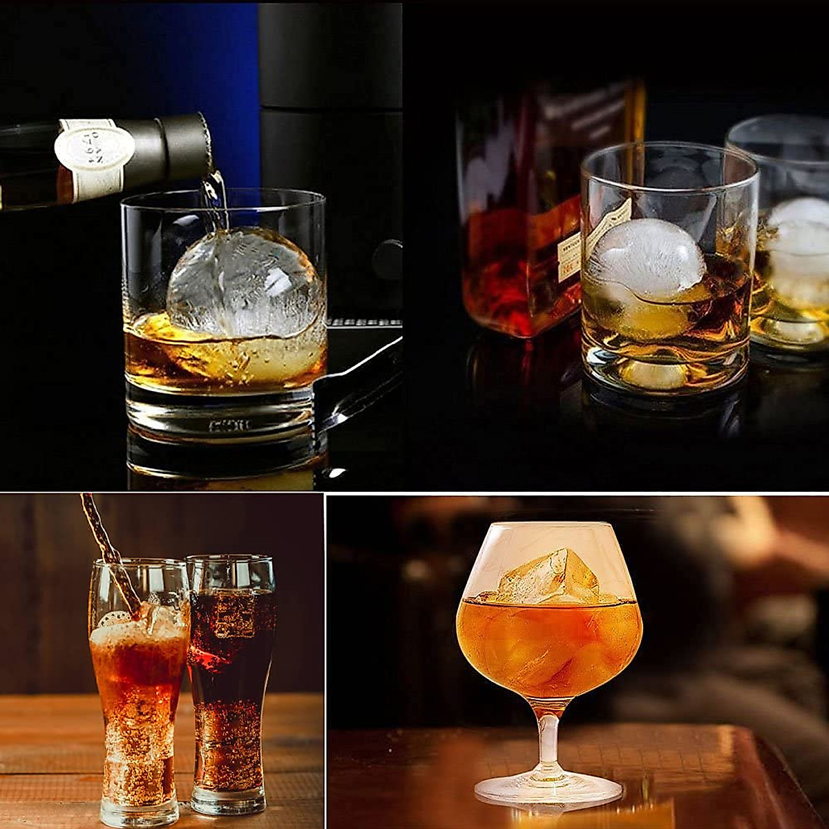 Vshinic Ice Cube Tray,Freezer Ice Maker, Ice Trays for Freezer With Lid,Whiskey Ice Ball Maker Large Square Ice Cube Molds with Lid for Cocktails Bourbon Coffee Juice - Reusable & BPA Free 2 Pack