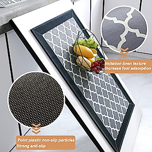 comfoyar Kitchen Rug Set, 2 Pieces Non-Slip Backing Mat, Machine Washable Rug, Absorbent Kitchen Runner Set for Kitchen Floor, Sink, Laundry, Hallway, Dining Room and Office, 17"x31"+17"x47"