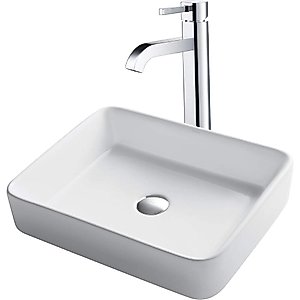 Kraus C-KCV-121-1007ORB White Rectangular Ramus Single Lever