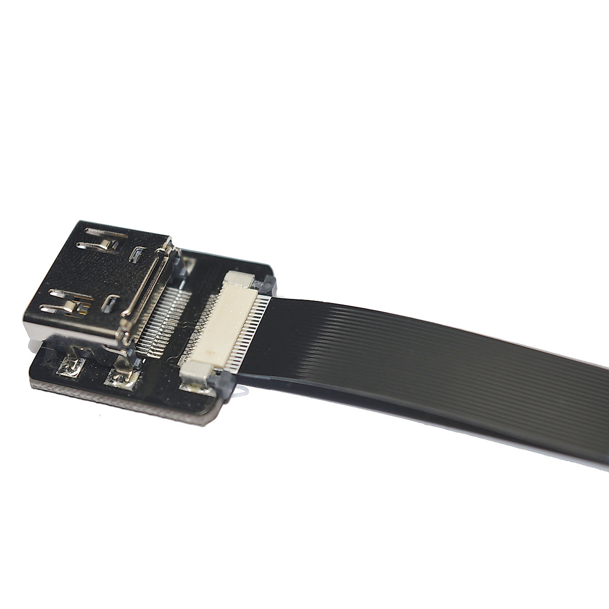 Short Flat Slim Thin HDMI FFC FPV HDMI Cable Standard HDMI Female Plug to Standard HDMI Male 90 Degree Compatible with RED blackmagic BMCC Sony FS7 Canon C300 Black 10cm