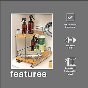 Household Essentials 1265B-1 Glidez Under Sink Sliding Organizer | Pull Out Cabinet Shelf | Wood | 11.5 Inches Wide