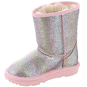 UGG Unisex-Child Classic Ii Glitter Boot, Metallic Rainbow, 5 Big Kid