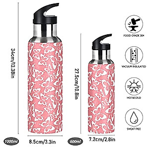Water Bottle with Straw Lid 20oz Pink Butterfly Reusable Vacuum Insulated Stainless Steel Water Bottles, Leak Proof, BPA-Free.