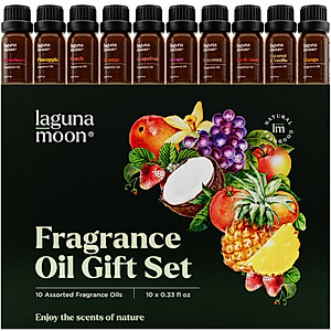 Fragrance Oil Set - Premium Grade 10 Pcs Scented Oils for Candle Making, Soap Scents, Aroma Beads, Bath Bombs, Perfume & Flavoring Oil for Lip Gloss - Organic Essential Oils with Fruity Scents (10ml)