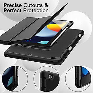 JETech Case for iPad 10.2 Inch 2021/2020/2019 (9th/8th/7th) Model with Pencil Holder, Slim Tablet Cover with Soft TPU Back, Auto Wake/Sleep (Black)