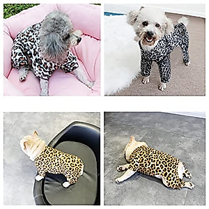 Harikaji Leopard Cat Pajamas, Doggy Kittens Jammies Onesie PJS, Dog Cat Shirt Stretchable Dog Jumpsuit Bodysuit L