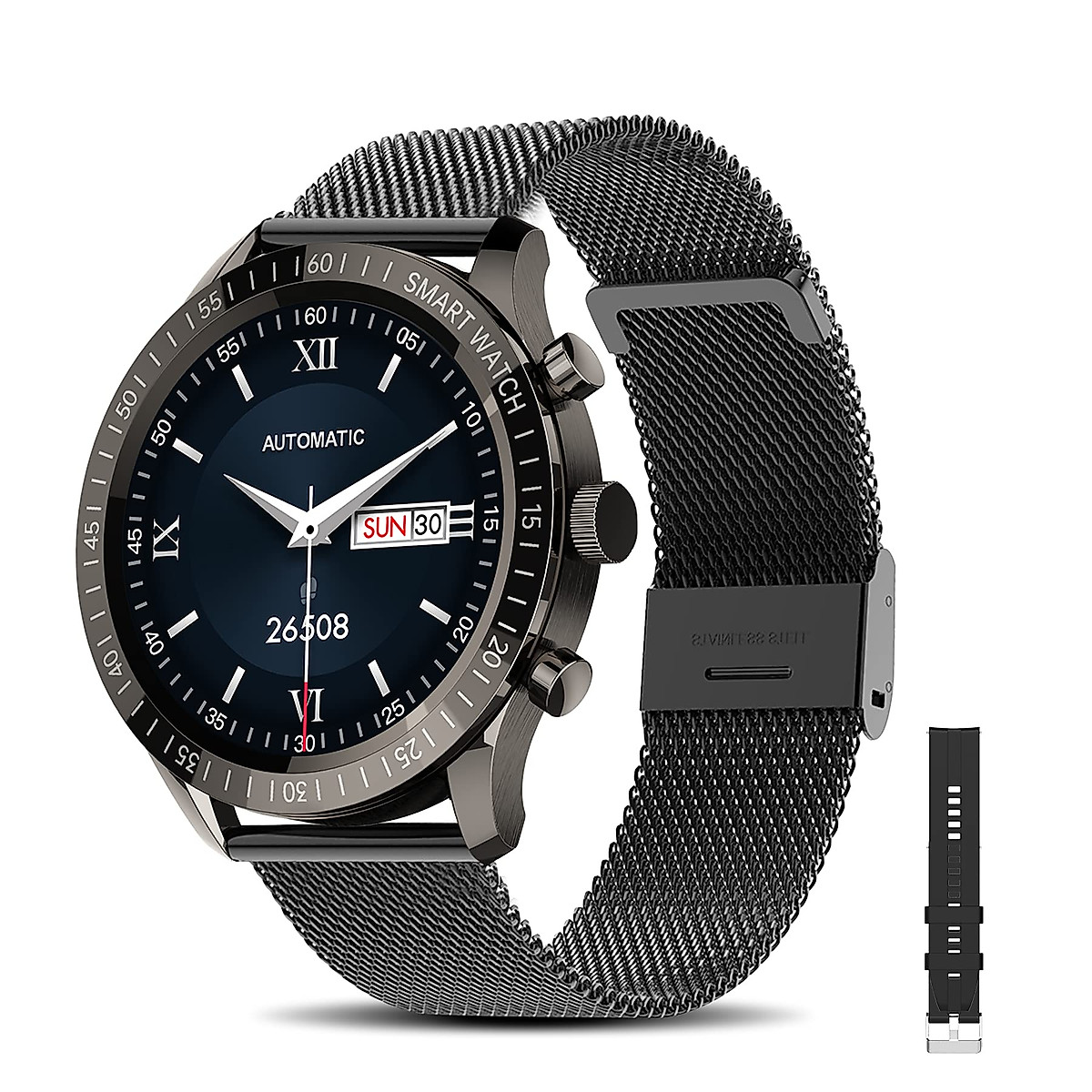 Smart Watch for Men, Fitness Watch with Heart Rate Monitor, Custom Dial, Pedometer, Waterproof Smartwatch for Android Phones iPhone Samsung (Black)