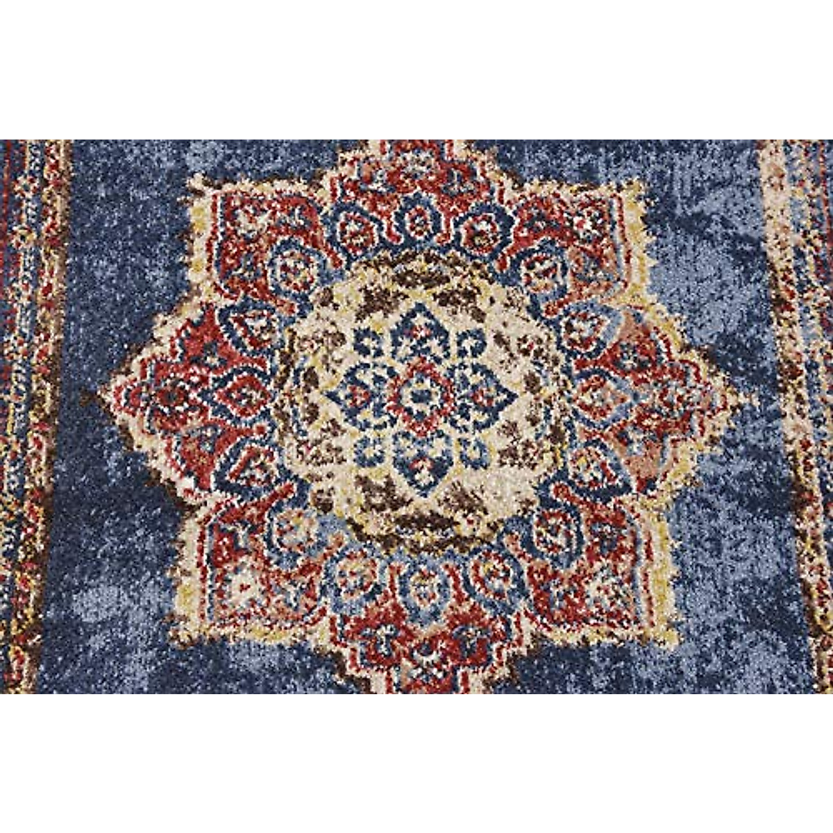 Unique Loom Utopia Collection Traditional Classic Vintage Inspired Area Rug with Warm Hues, 2 ft 7 in x 10 ft, Navy Blue/Burgundy