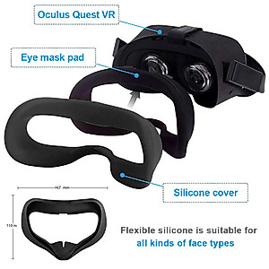 VR Face Pad Face Mask + Earphones + Carrying Case 3 in 1 Accessories Set Compatible with Oculus Quest