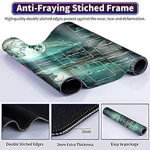 Playmat for OCG, Game Play Mat for TCG CCG 24 x 14 inch with Non-Slip Rubber Base and Stitched for Board Games and Table Magic, Moon and River at Night