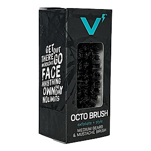 Volt Octo Beard Brush for Men - 100% Natural Pearwood and Real Boar Bristles - Medium Hardness - Untange and Combs - Men's Hair and Beard Styling Products