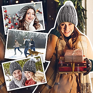 MooonGem Womens Winter Beanie Hats，Soft Beanie with Warm Lined Fashion Warm Chunky Soft Stretch Hats，Thick Knitted Ski Cap Warm Hat for Cold Weather Outdoor Activities Camping Hiking Skiing Grey