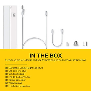 GETINLIGHT 3 Color Levels Dimmable LED Under Cabinet Lighting with ETL Listed, 9-inch, Warm White (2700K), Soft White (3000K), Bright White (4000K), White Finished, IN-0210-0