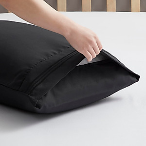 Nestl Microfiber King Pillowcase, 2 - 1800 Thread Count, Soft, Wrinkle Free, Fade Resistant, Envelope Closure, Set of 2, Black, 20x40 Inches