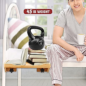 HTTYYX Bamboo Bedside Shelf for Bed – with 2pc S Hooks & Cable Management - Floating Nightstand for Student – Bunk Bed Shelf for Top Bunk – Kids Nightstand for Bedroom (Bamboo, Original Wood Color)