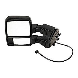 MOTOOS Towing Mirror Driver Side Compatible with 2008-2016 Ford F250 F350 F450 F550 Super Duty Powered Heated Manual Folding Amber LED Turn Signal Rear View Tow Mirror