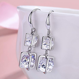 SBLING Platinum-Plated Cubic Zirconia Drop Earrings - Gifts for Women