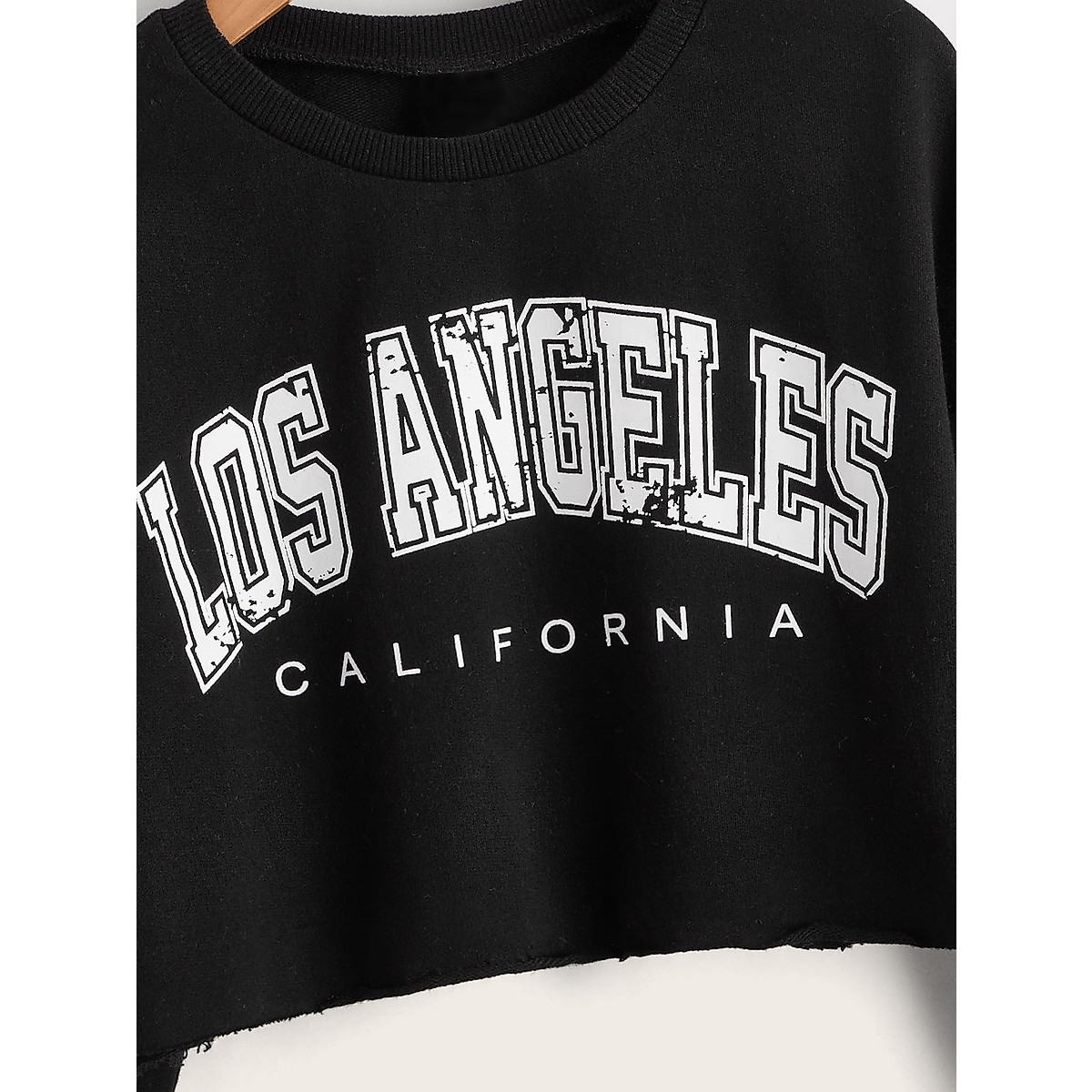 SOLY HUX Girl's Letter Graphic Crop Sweatshirt Round Neck Drop Shoulder T Shirt Pullover Tops Black 11-12Y