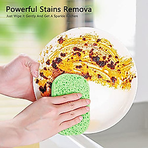 HOMEXCEL Cellulose Sponges Pack of 12,Natural Non-Scratch Cleaning Scrub Sponges for Kitchen and Household,Compressed Dish Washing Sponge Safe for Non-Stick Cookware