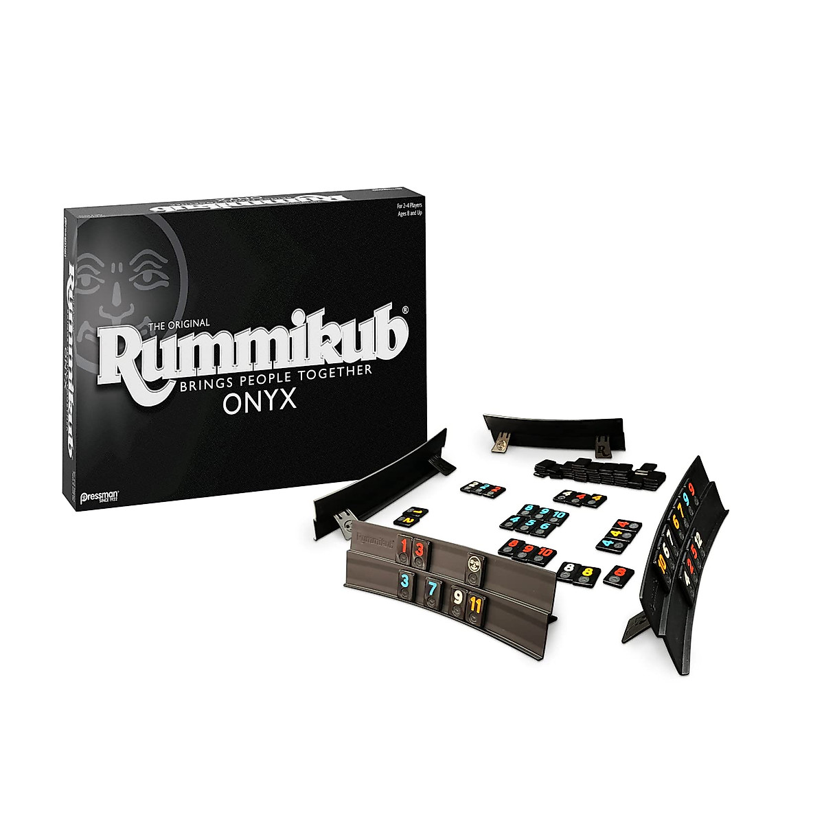 Rummikub Onyx Edition - Sophisticated Set with Unique Black Rummikub Tiles and Vibrantly-Colored Engraved Numbers by Pressman, Multi Color