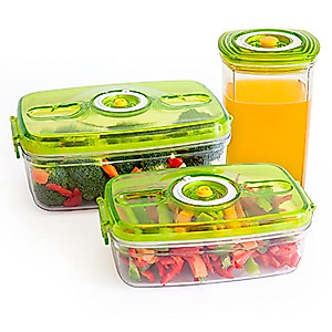 SNUGTOPIA 3 Pcs Vacuum Seal Meal Prep Containers, Airtight Lunch Bento Boxes with Juice Storage Cup, Fresh Up to Longer, leak Proof - with Pump, ST555606