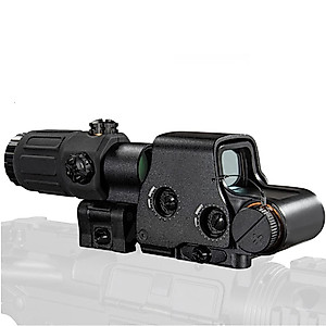 558+3X Sight, Optical Holographic Hybrid Sight with 3X Magnifier, 558 Green/Red Dot Reflex Sight Scope + G33 3X Magnifying Glass Combo, Quick Release Rollover Multiplier, for 20mm Rail Mount (Black)