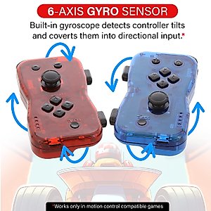 Nyko Dualies Controller Set for Nintendo Switch - Red/Blue: Comfortable, Responsive, and Precise Wireless Gaming with Motion Control, USB C Charge Cable. Joycon Alternative