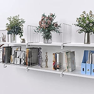 BTSD-home Adjustable Shelf Divders for Organization and Storage Metal Closet Dividers for Wood Shelves in Cabniet Kitchen Bedroom and Office (6 Pack)