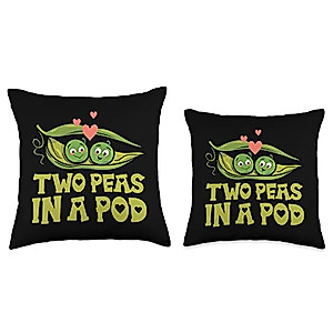 Valentine's Day Couples In Love Two Peas in a Pod Valentines Day in Love Vegan Vegetables Throw Pillow, 18x18, Multicolor