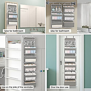 JINOKADI Over Door Storage Organizer 6 Tiers, Removable 1 Split into 2 Swing-Proof Hanging Bathroom Storage Organization Hanging Bag for Toy Magazine Baby Cosmetic Diaper