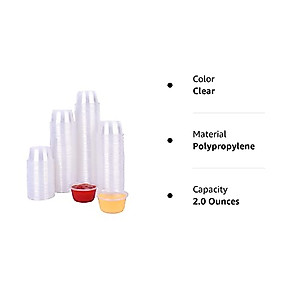 TashiBox Disposable Mini Polypropylene Cups, Portion Cups (No Lids), 200 Count (2 oz)