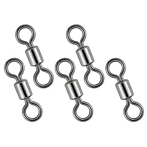 Dr.Fish 50 Pack Fishing Micro Swivels Fly Fishing Swivels Rolling Barrel Swivels High Strength Solid Rings Hook line Connector Black Nickel Swivels Fishing Tackles 6mm