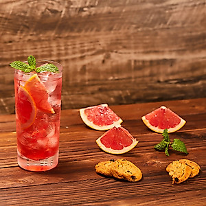 FAIRCRAFT 16oz Ribbed Durable Carved Cup Drinking Glasses, Highball Glasses Set of 6, Handmade Tall Glass Tumbler with Heavy Base, Water Glasses, Glasses Cups for All Beverage, Soda, Juice, Cocktails