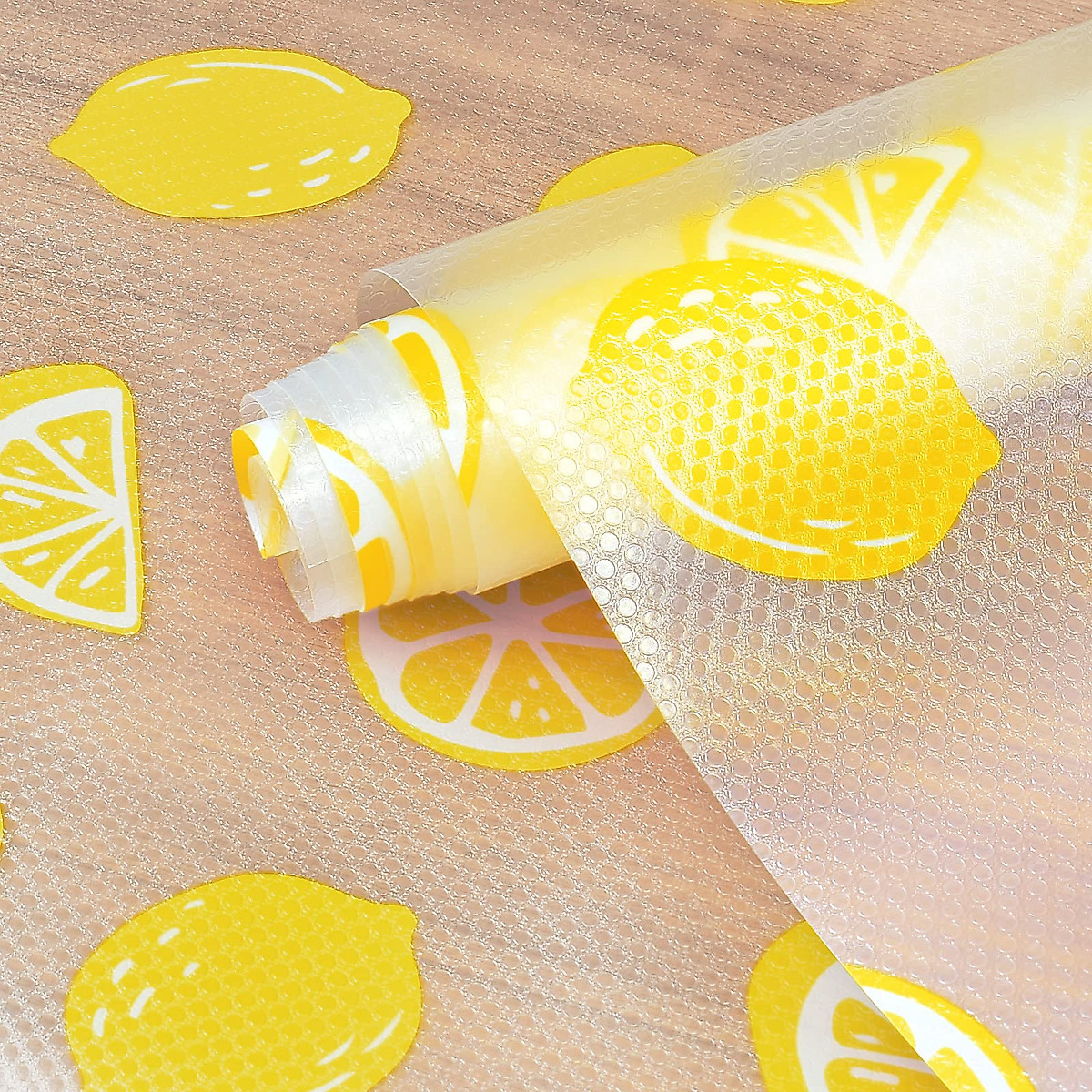 Refrigerator Liners, Washable Shelf Drawer Liners 17.7in X 79in EVA Non-Slip Non-Adhesive Cabinet Liner Liner for Refrigerator Shelf Drawers Cabinet Pantry Cupboard （Lemon）
