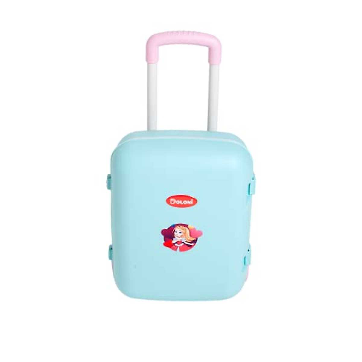 Doloni Rolling Kids Carry-on Luggage with Wheels, Hard Shell Luggage with Telescopic Handle, Toddler Travel Suitcase for Boys and Girls, School and Overnight Travel, 17 Inch Tall (Turquoise)