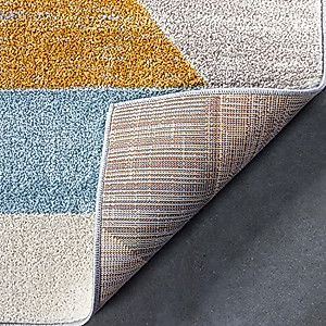 Well Woven Everleigh Honeycomb Hexagon Geometric Blue, Mustard Gold, Grey Area Rug 8x11 (7'10" x 9'10")