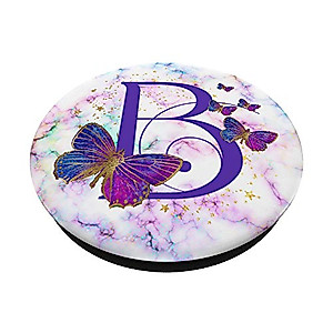 Purple Butterfly Custom Personalized Letter B Monogram PopSockets Swappable PopGrip