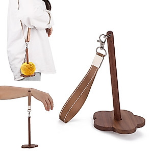 Wrist Yarn Holder with Crossbody Strap, Portable Yarn Spinner Solid Wood Yarn Storage Box Knitting Supplies Crochet Gifts for Craft Lovers