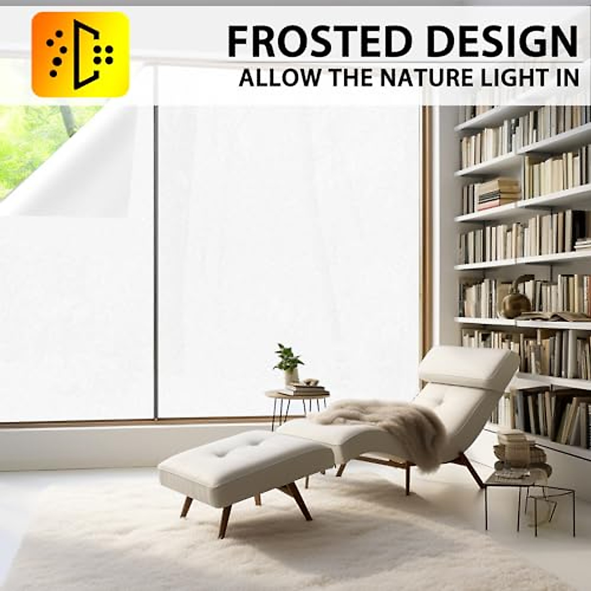Harvakids Window Privacy Film,Frosted Glass Window Film,Heat Blocking Window Tinting Film for Home Office, Non Adhesive, Static Cling,Removable Reusable Frosting Bathroom Door Window Covering