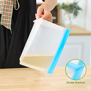 Moretoes 21 Pack Reusable Ziploc Bags (5 Gallon Freezer Bags+8 Reusable Sandwich Bags+8 Snack Ziplock Bags), Silicone Bags Reusable Storage, Quart Bags Washable for Fruit Salad, 3 Colors