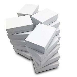 TheDisplayGuys - 25-Pack #53 Cotton Filled Cardboard Paper Jewelry Boxes Gift Case - White Swirl (5.4" x 3.9" x 1.0") - for Shipping or Storage